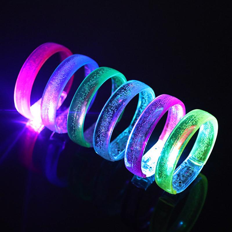 1PC Colorful Light Up LED Bracelets Flashing Glowing Wrist Band ...