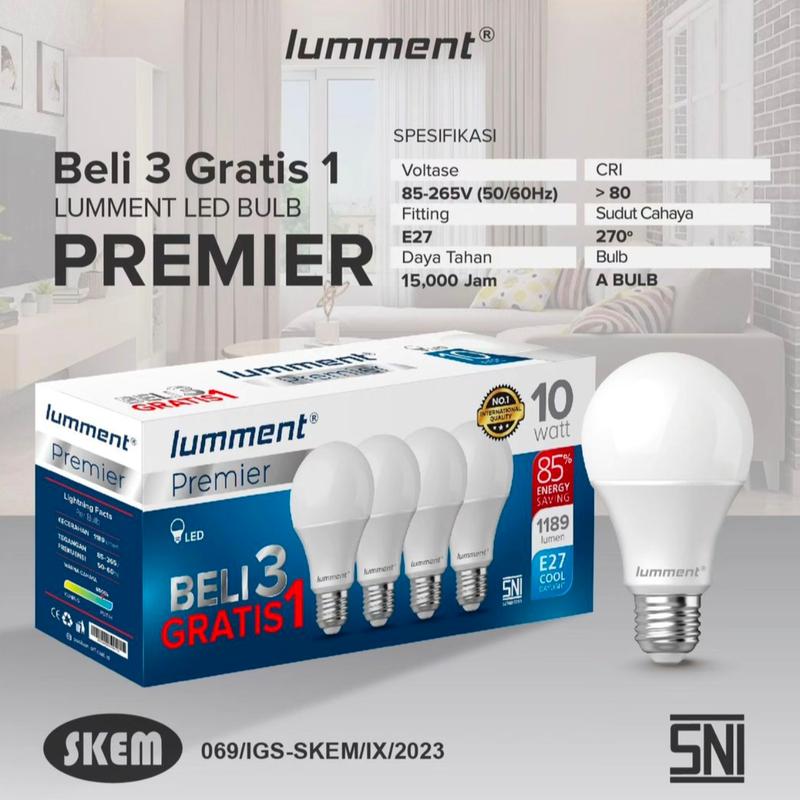 LUMMENT Premier Lampu LED Bulb Multipack 6W 10W 14W - Cahaya Putih ...