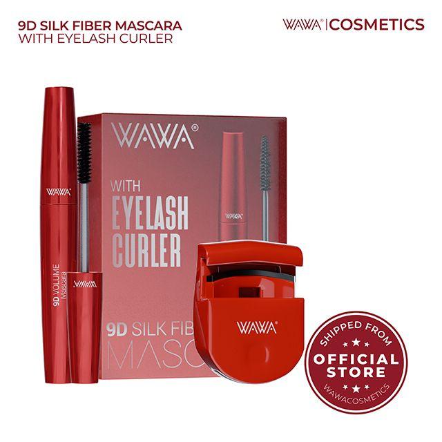 WAWA 9D Silk Fibre Mascara with Eyelash Curler Black Makeup Maskara ...