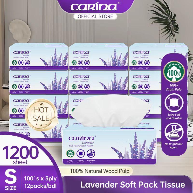 CARINA [12 Packs] LAVENDER Deluxe Soft Facial Tissue 1200 Sheets（S ...