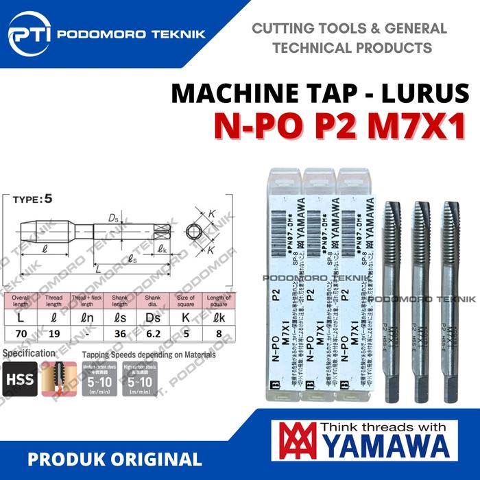 Promo Yamawa Machine Tap N-PO P2 M7x1 Mesin Tap Straight / Lurus Kode ...