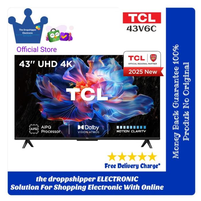 Jual Google TV TCL 43V6C 4K UHD Dolby Audio TCL 43 Inch V6C New Series ...