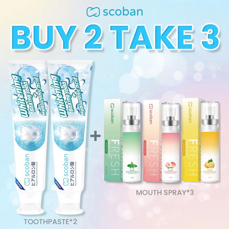 2pcs Scoban Whitening Toothpaste + 3pcs Mouth Spray 200 time - TikTok ...