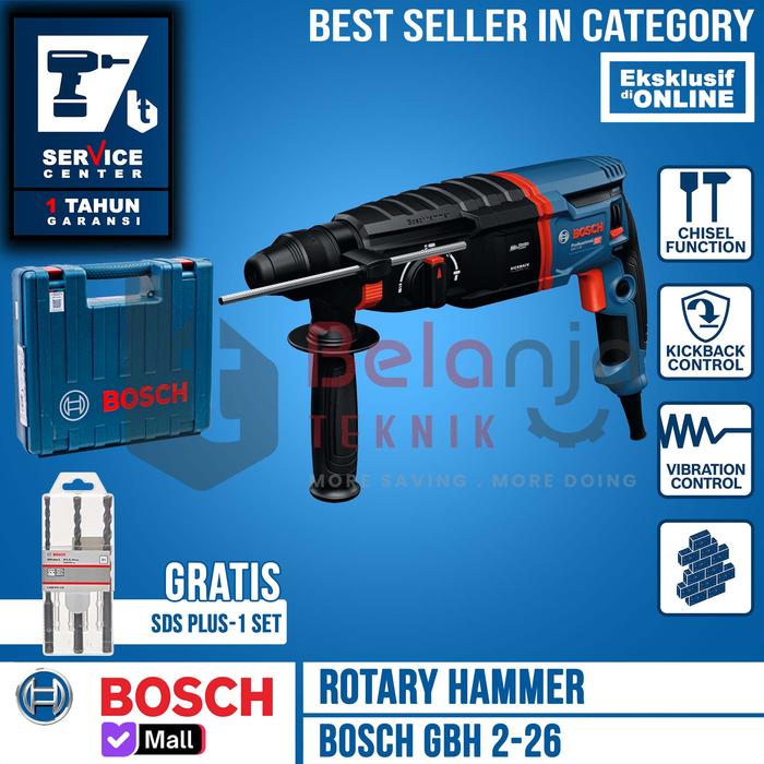 Promo Bosch Mesin Bor Beton Rotary Hammer SDS Plus GBH 2-26 F DRE 800 ...
