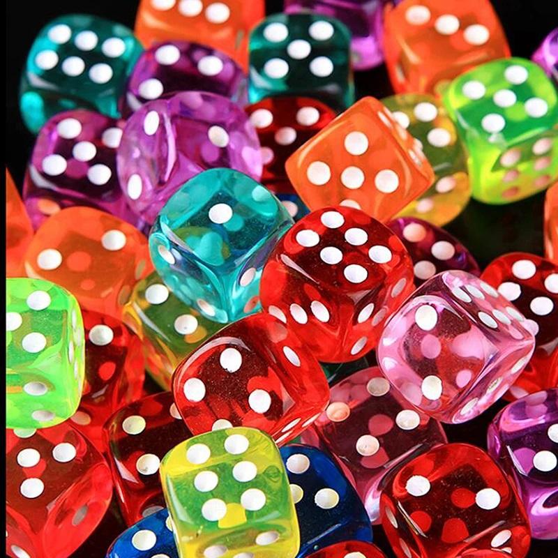 Dadu Transparan Glow In The Dark Dice Putih Bening Candy Color Sudut ...