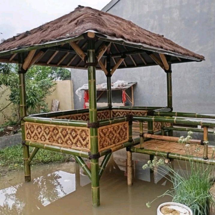 Saung Gajebo Bahan Kokoh dan Kuat Tempat Bersantai Bahan Bambu Ukuran ...