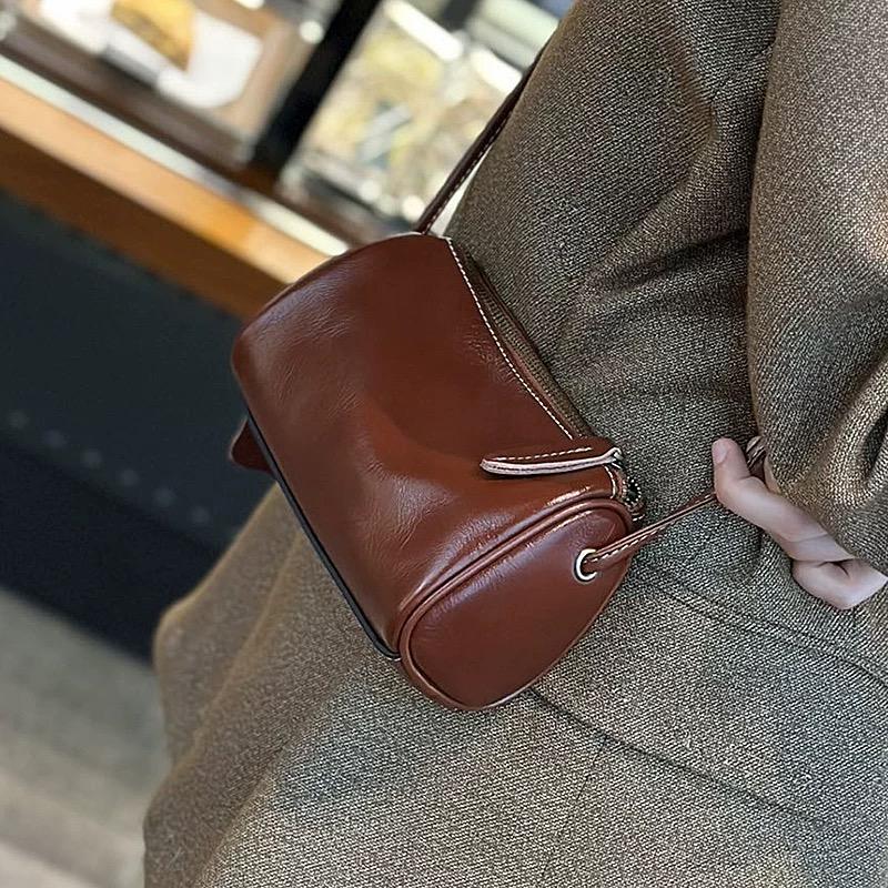 Small satchel women's 2025 new fashion delicate soft cowhide - TikTok ...