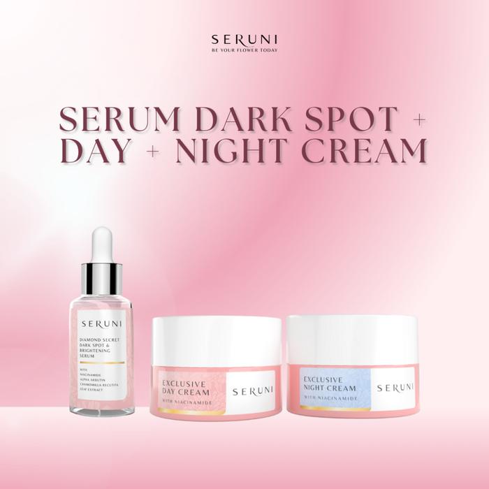 Promo Paket Bundling Seruni Serum, Day & Night Cream dark mencerahkan ...