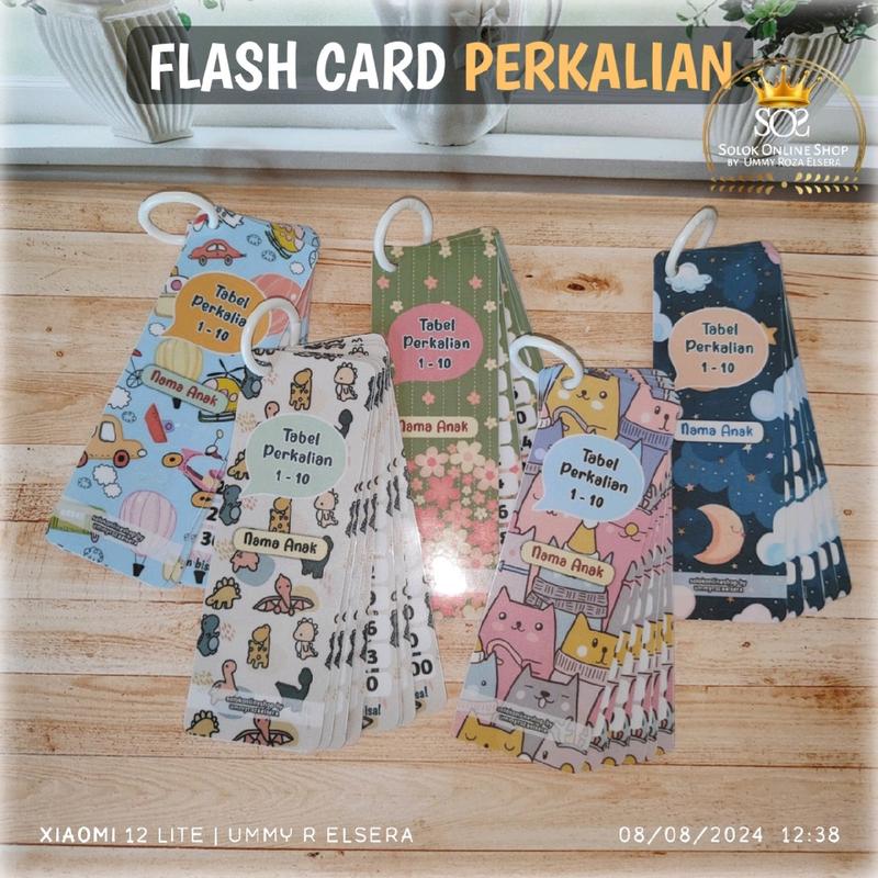 CUSTOM NAMA - FLASH CARD PERKALIAN EDUKASI ANAK LAMINASI - Shop | Tokopedia