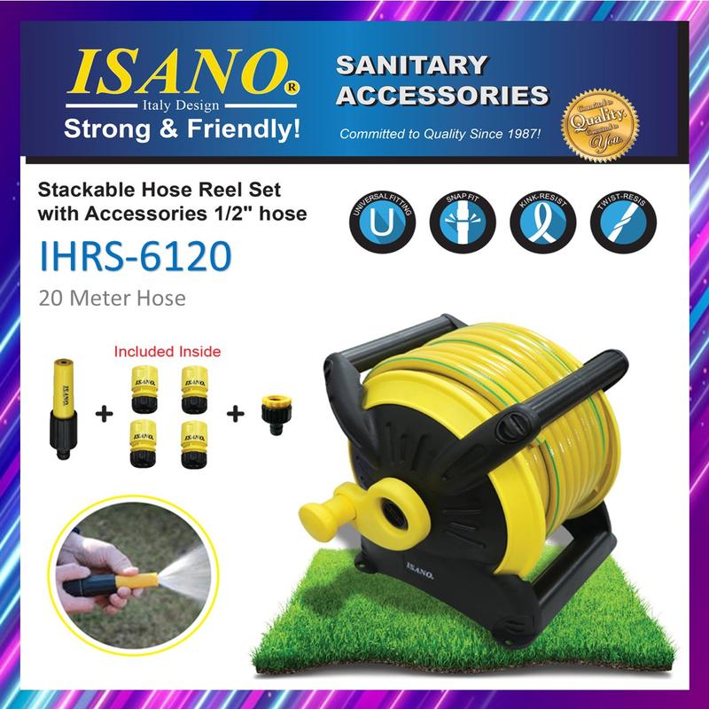 Isano 20M Hose Reel IHRS6120 Garden Hose Reel Set 1/2" Paip Getah ...
