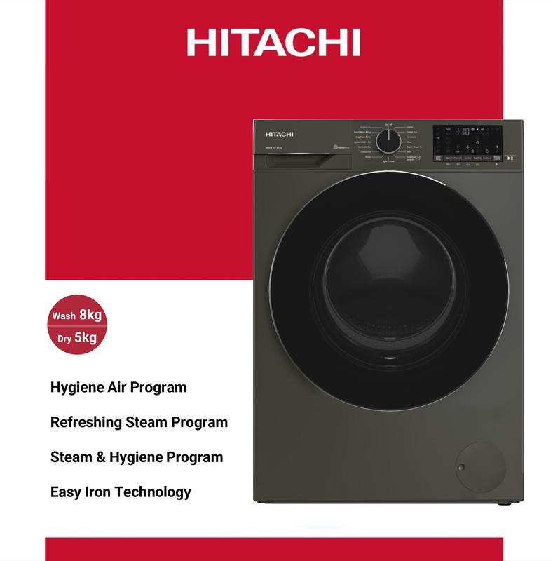 Hitachi Front Load Steam & Hygiene Front Load Washer Dryer 8kg - TikTok Shop Singapore