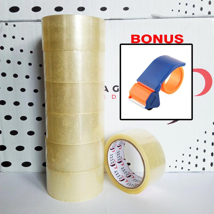 Jual [BONUS DISPENSER] 1 Slop - Lakban Bening Ekonomis 45 x 90 yard ...