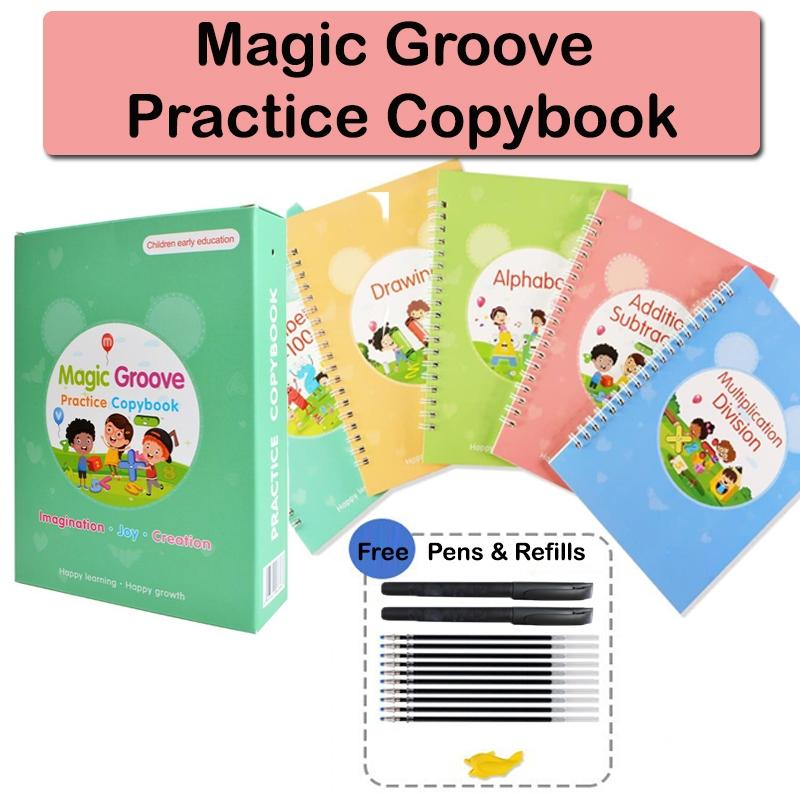 Magic Ink Writing Practice Reusable Copybook 5 Book Set Grooved ...