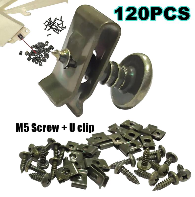 120PCS M5 Screw Motorcycle Cover Set Body Screw Clip Metal Fastener ...