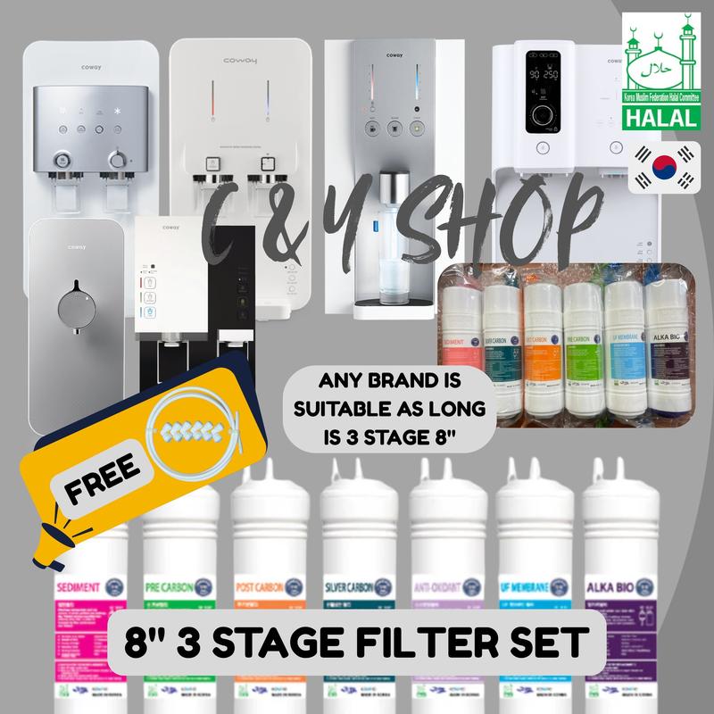 KOREA HALAL WATER FILTER SET 8" U TYPE CARTRIDGE SEDIMENT/PRE-CARBON ...