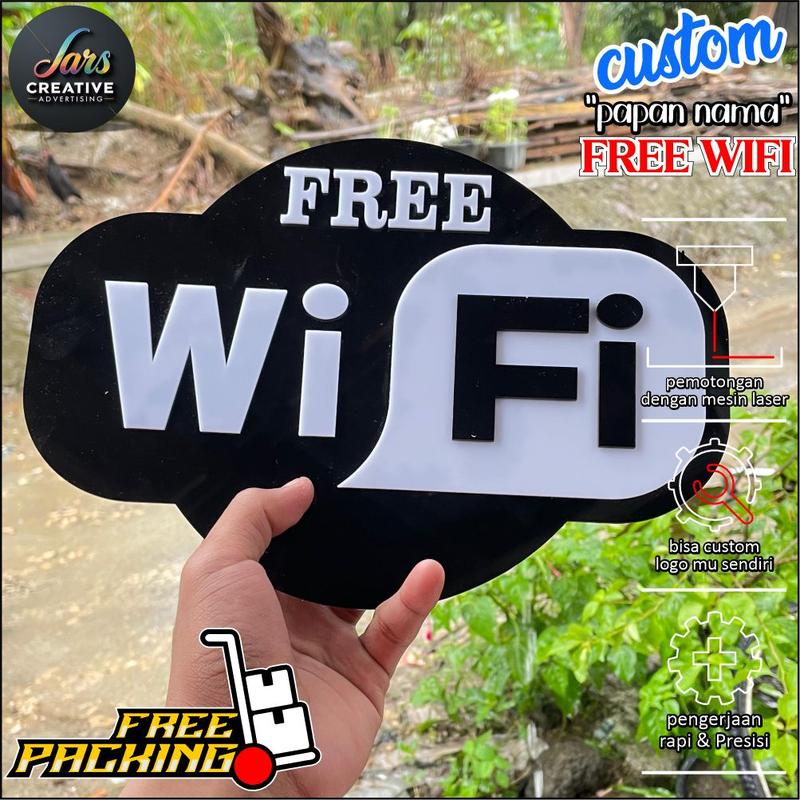 READY Tulisan FREE WIFI Papan Penanda Akrilik Timbul untuk cafe - Shop ...