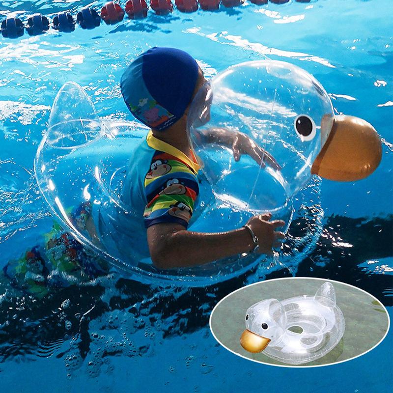 Clear Inflatable Duck Rings Kids Swimming Pool Driving Floats Water ...