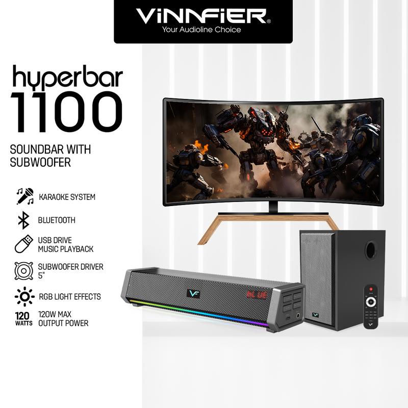 VINNFIER HYPERBAR 1100 Soundbar Subwoofer Bluetooth FM Radio - TikTok ...