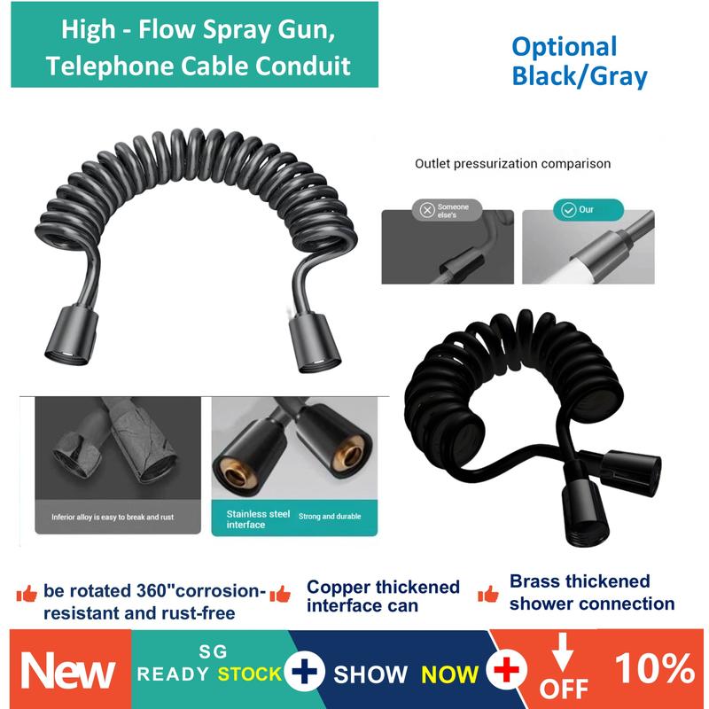 2 Meter Black/Gray Useful Telephone Line StyleSpring Shower Hose ...