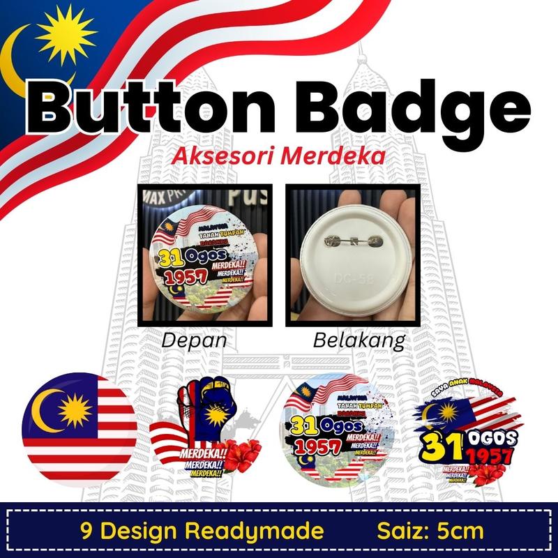 Button Badge Hari Merdeka 2025 - 5cm / Aksesori Simple Merdeka / 9 ...
