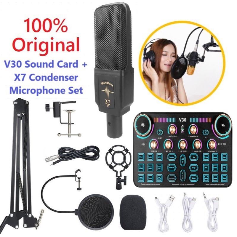 V30 Professional Sound Card and X7 Condenser Microphone Bundle Set ...