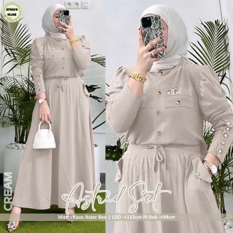 SETELAN ROK ASTRID KNIT TANGAN BALON KANCING AKTIF CELANA KULOT - Shop ...