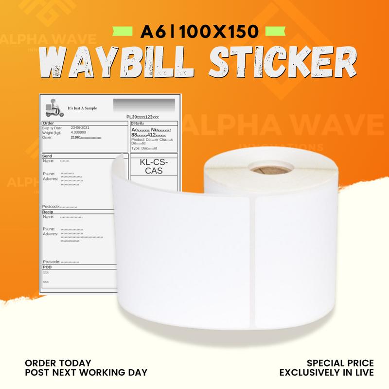 A6 100x150mm Thermal Sticker Waybill Label Roll - TikTok Shop Malaysia
