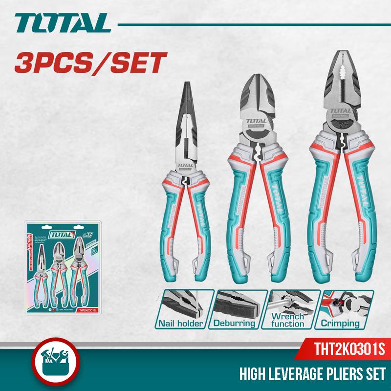 TOTAL High Leverage Pliers Set With Cr-V Steel Combination (8 ...
