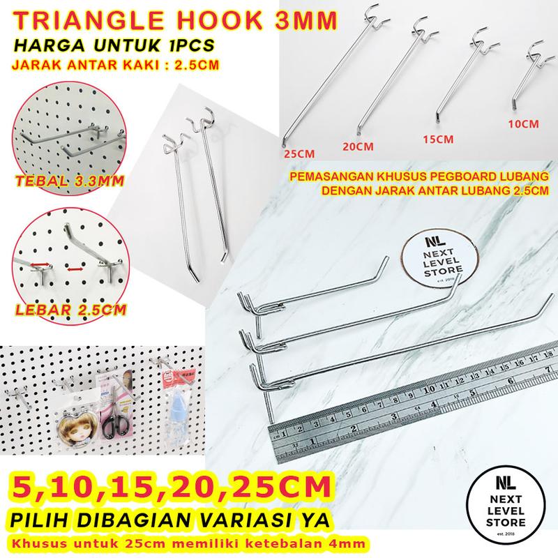Triangle Hook Ram Tripod 10 15 20 CM Display Besi Stainless TEBAL ...