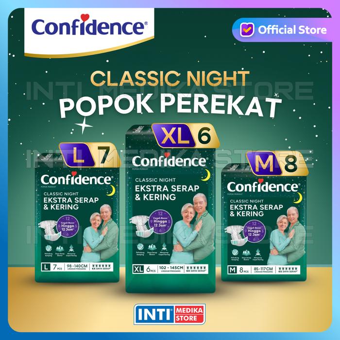Promo CONFIDENCE - Diapers CLASSIC NIGHT M8 L7 XL6 | Popok Perekat ...