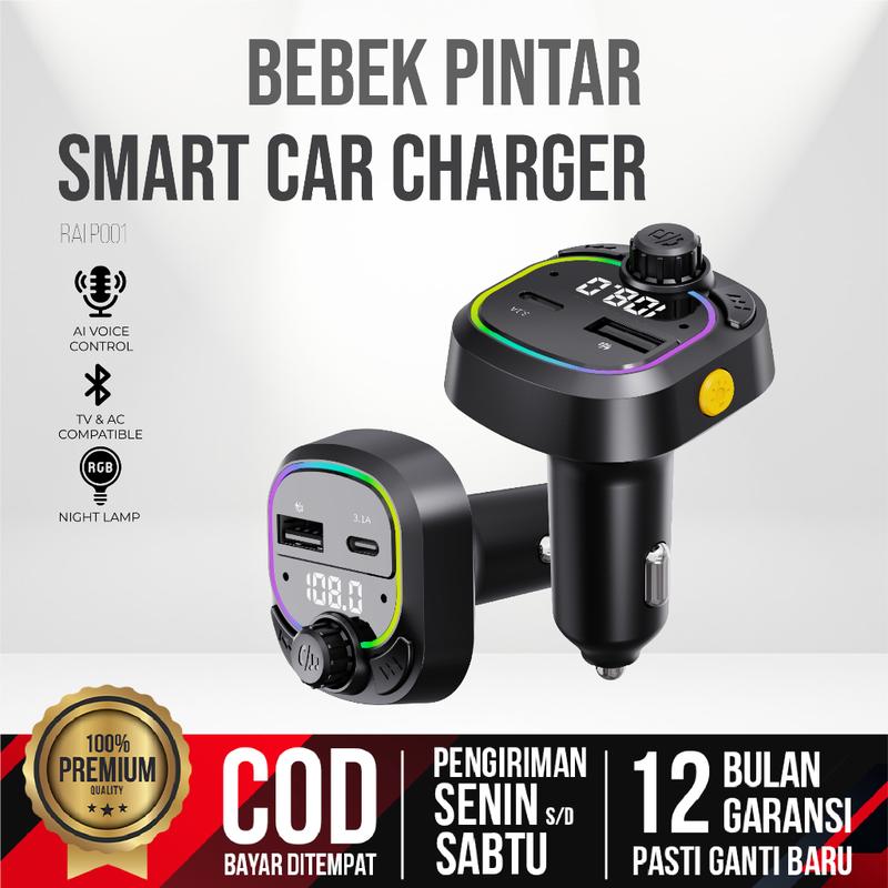 Bebek pintar AI car charger fast bluetooth receiver 2 port USB chargers ...