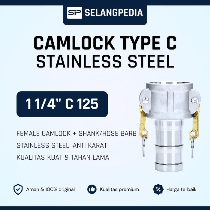 Jual Camlock Stainless Steel Type C 125 150 200 300 400 Tipe 1-1/4 1-1/ ...