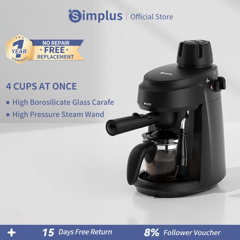 【NEW LAUNCH】Simplus Compact Espresso Coffee Machine Brew 4 Cups ...