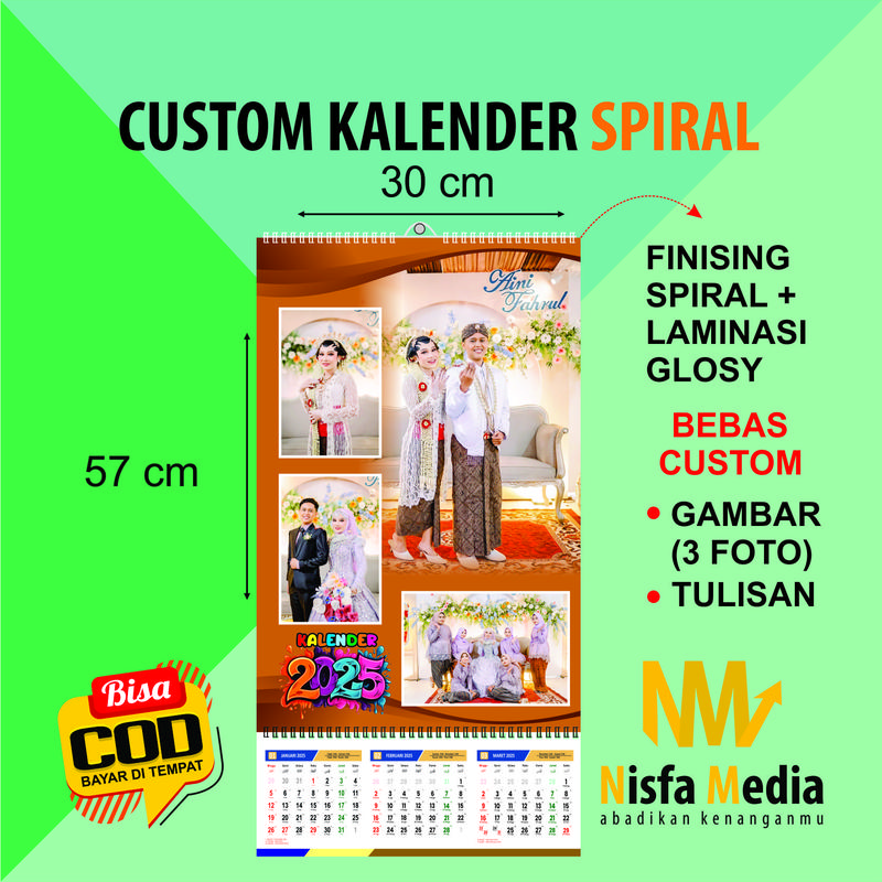 (1PCS) KALENDER CUSTOM SPIRAL + MATA IKAN (A3+) UK. 30X57 CM - Shop ...