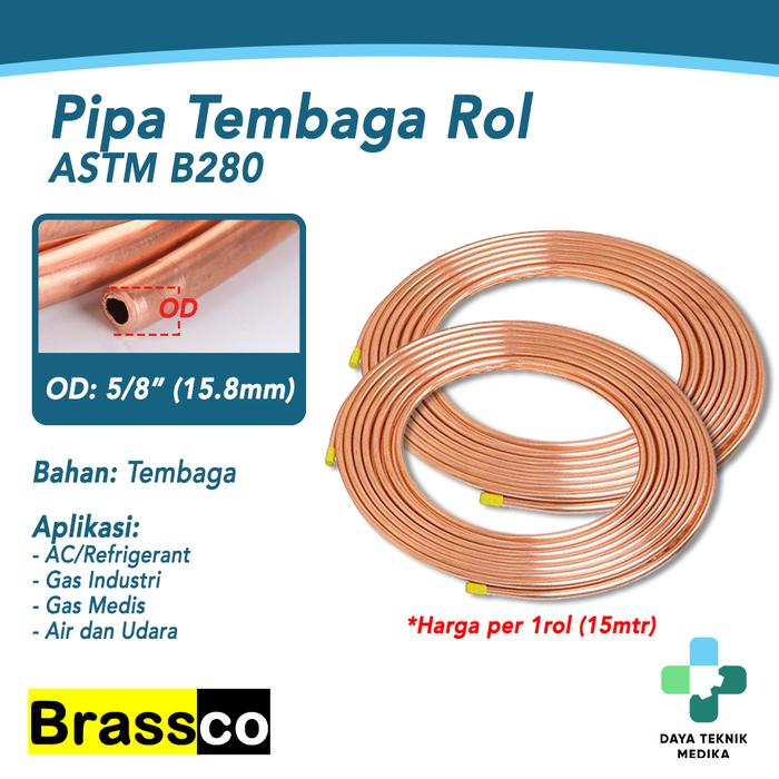 Jual Brassco Pipa Tembaga 5/8" 15.88mm - ASTM B280 - Roll - 5/8" x 0 ...