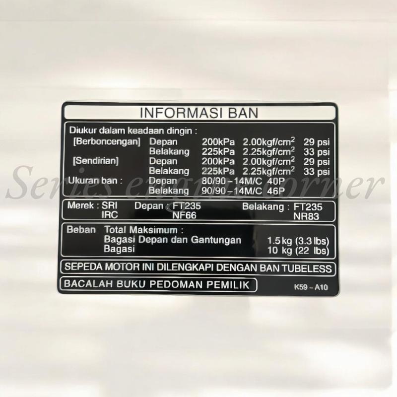 stiker label tekanan ban beat vario matic stiker dashboard - Shop ...