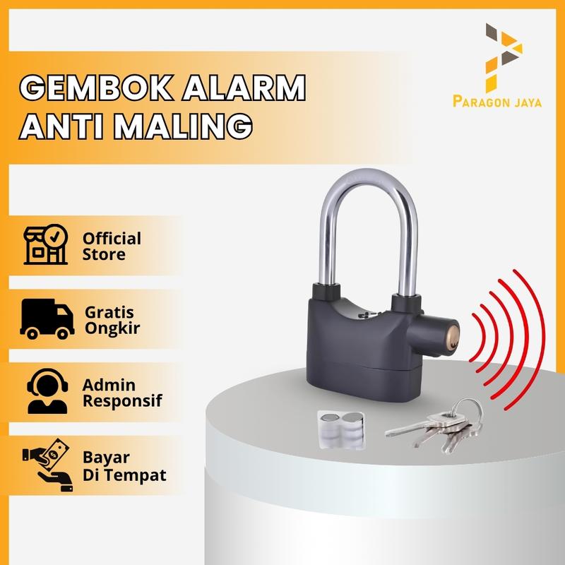 Gembok Alarm Kunci Gerbang Pintu Rumah Rantai Anti Maling Alarm Lock ...