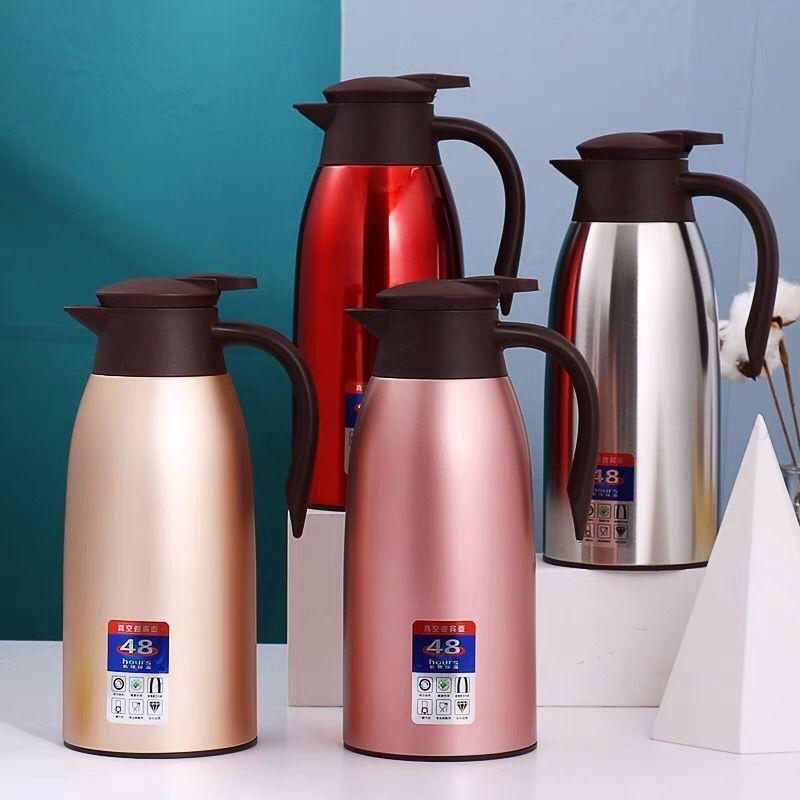 2L Stainless Steel Bekas Air Panas Karaf Termos Carafe Jug Thermal ...