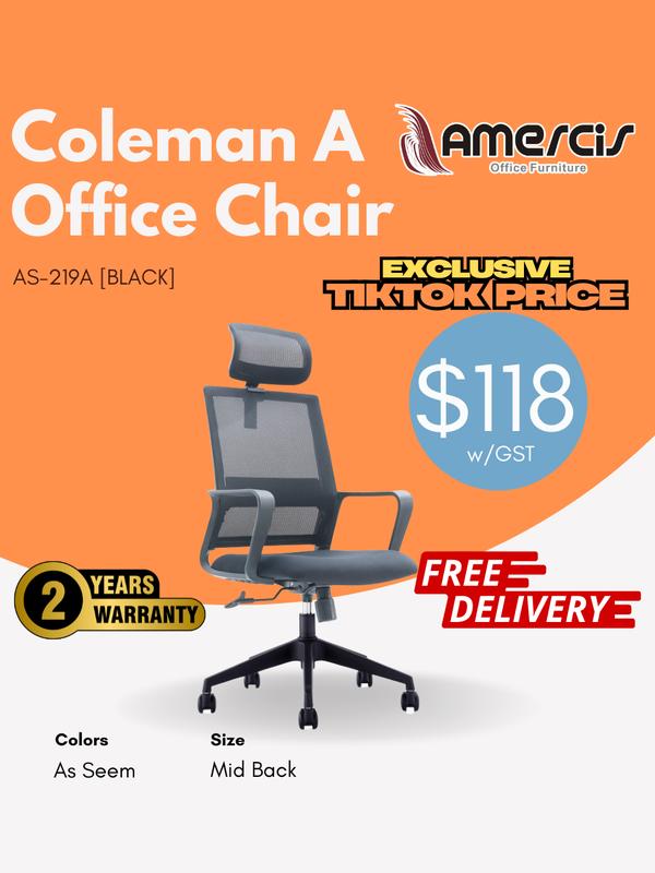 Amercis High Back Coleman A Mesh Chair AS-219A [BLACK] - TikTok Shop ...