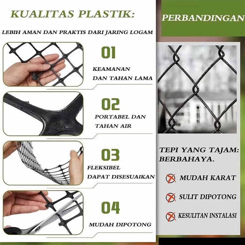 50Meter Jaring Pagar Plastik Ayam Unggas outdoor net Taman Pagar Jaring ...