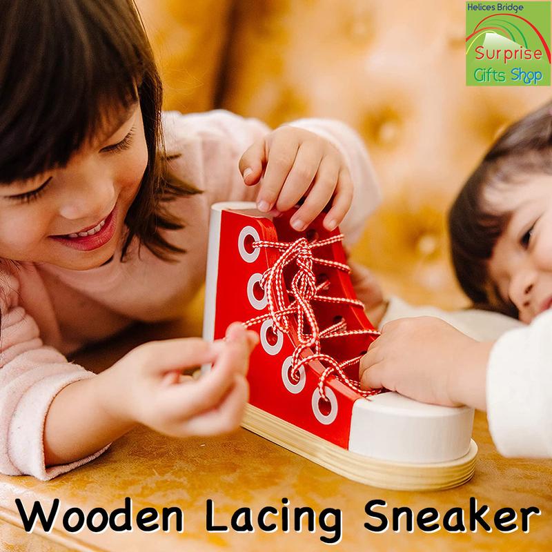 Wood Lacing Sneaker - Learn to Tie a Shoe Educational Toy - Shoe ...