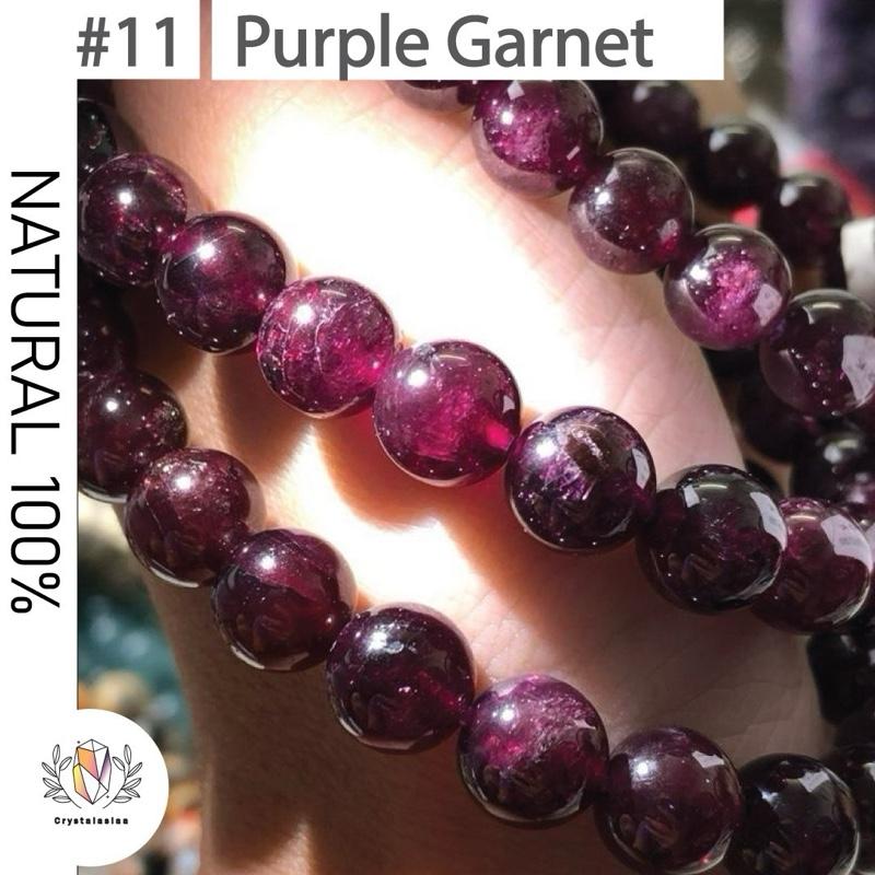 #11【Ready Stock 100% Crystal Orange / Green / Purple Garnet】Gelang ...
