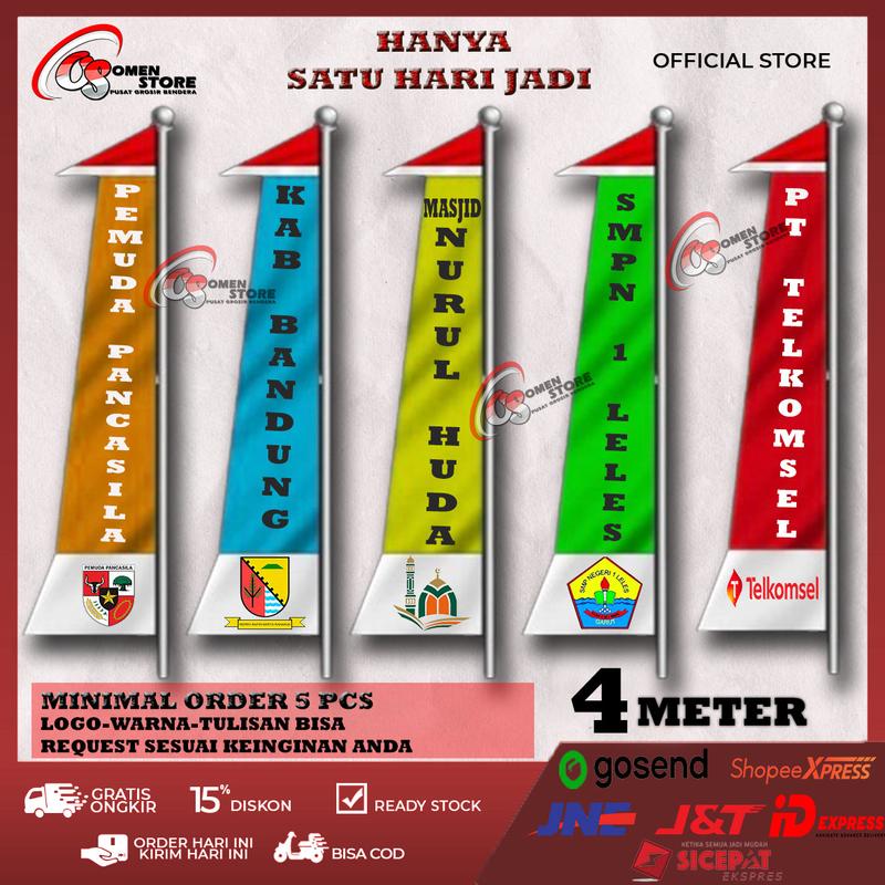 BENDERA UMBUL UMBUL BANDIR CUSTOM BEBAS DESIGN PANJANG 4 METER - Shop ...