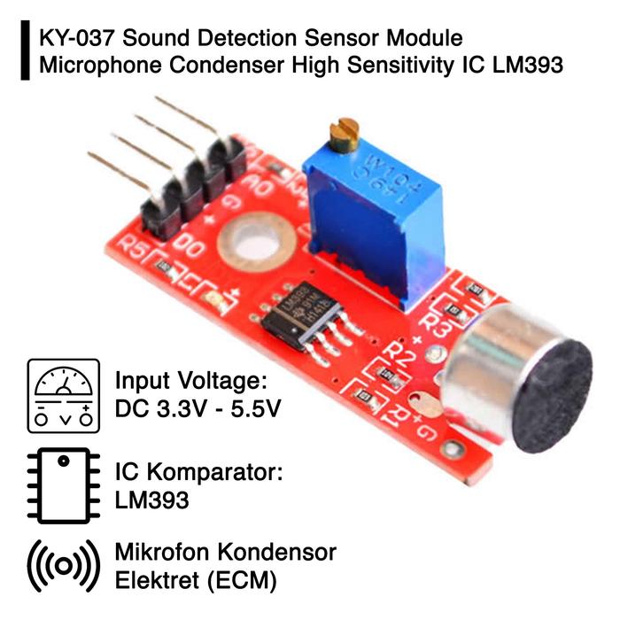 Jual KY-037 KY037 Modul Sound Sensor Suara Microphone Mic Condenser ...