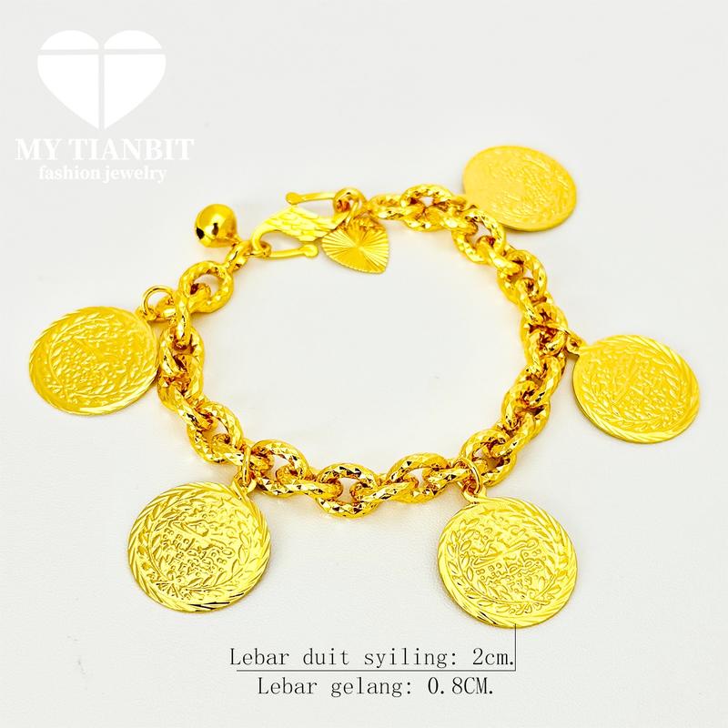 Gelang Titanium, Rekaan Syiling Purba Gancu Kalungan Bunga Bersalut ...