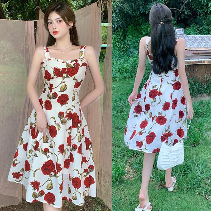 Floral Print Fashionable Sleeveless Tall Mid-length Suspenders - TikTok ...