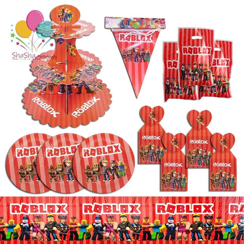 ROBLOX Theme Party Supplies Candy Box, Banderitas, Table Cover ...