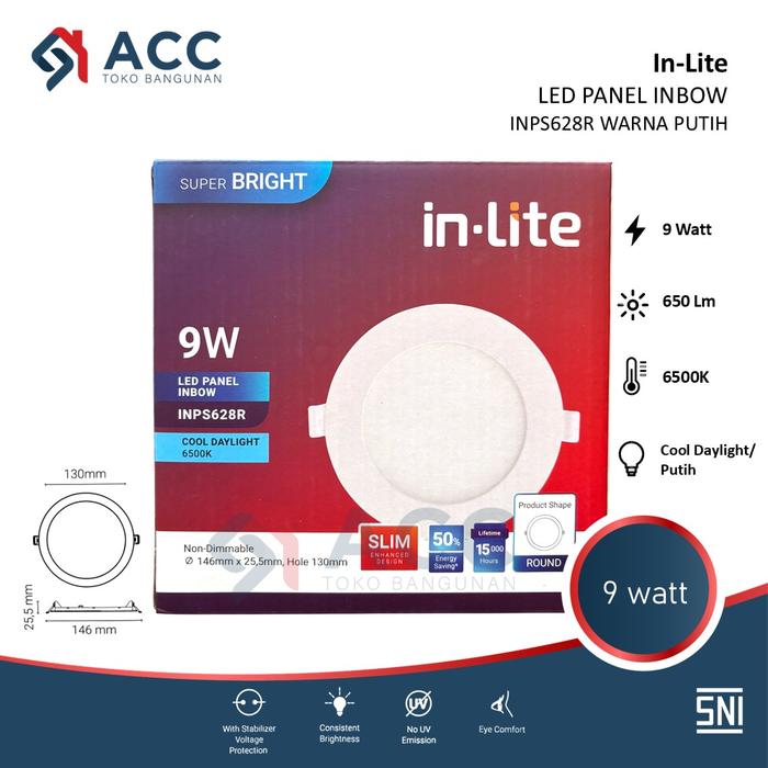 Jual INLITE INPS628R 9W 9 WATT DOWNLIGHT PANEL INBOW BULAT DOWNLIGH ...