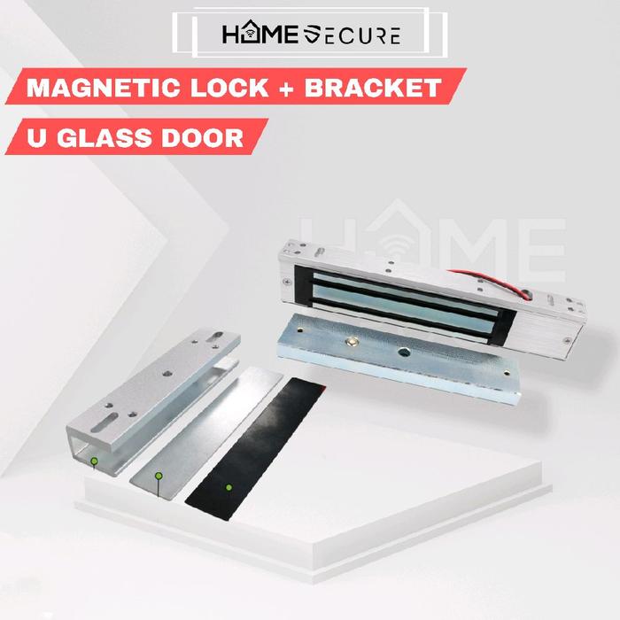 Jual Paket Magnetic Lock + Bracket U Glass Door / Emlock 280kg/600lbs ...