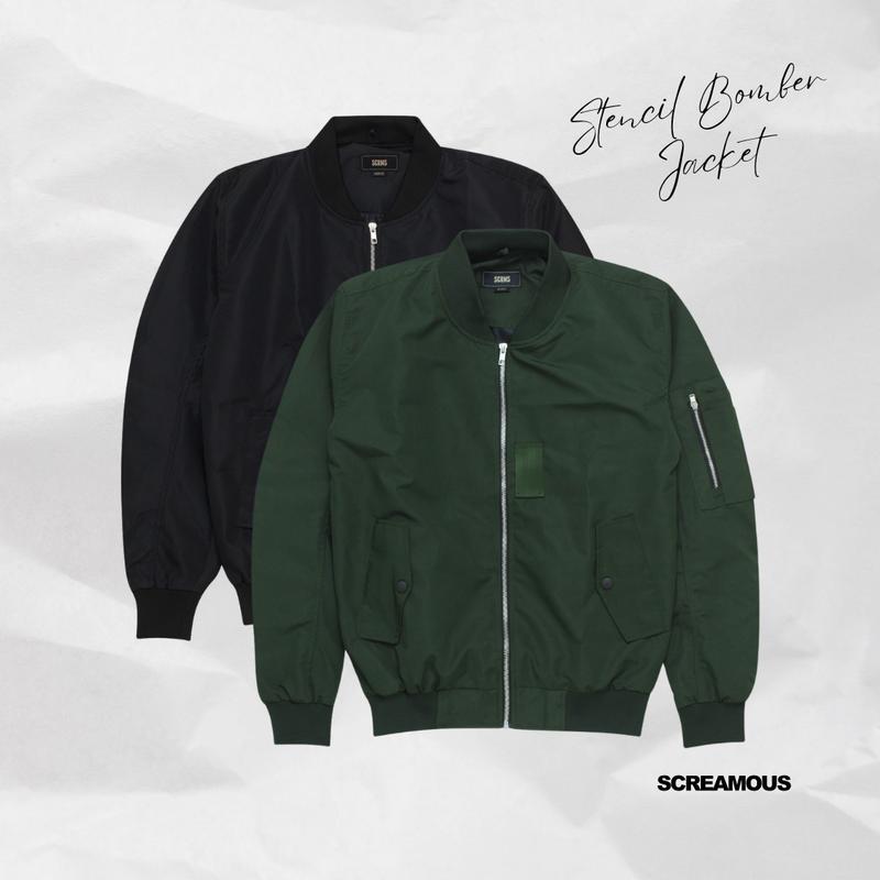 Screamous Bomber Canvas Jacket STENCIL - Shop | Tokopedia